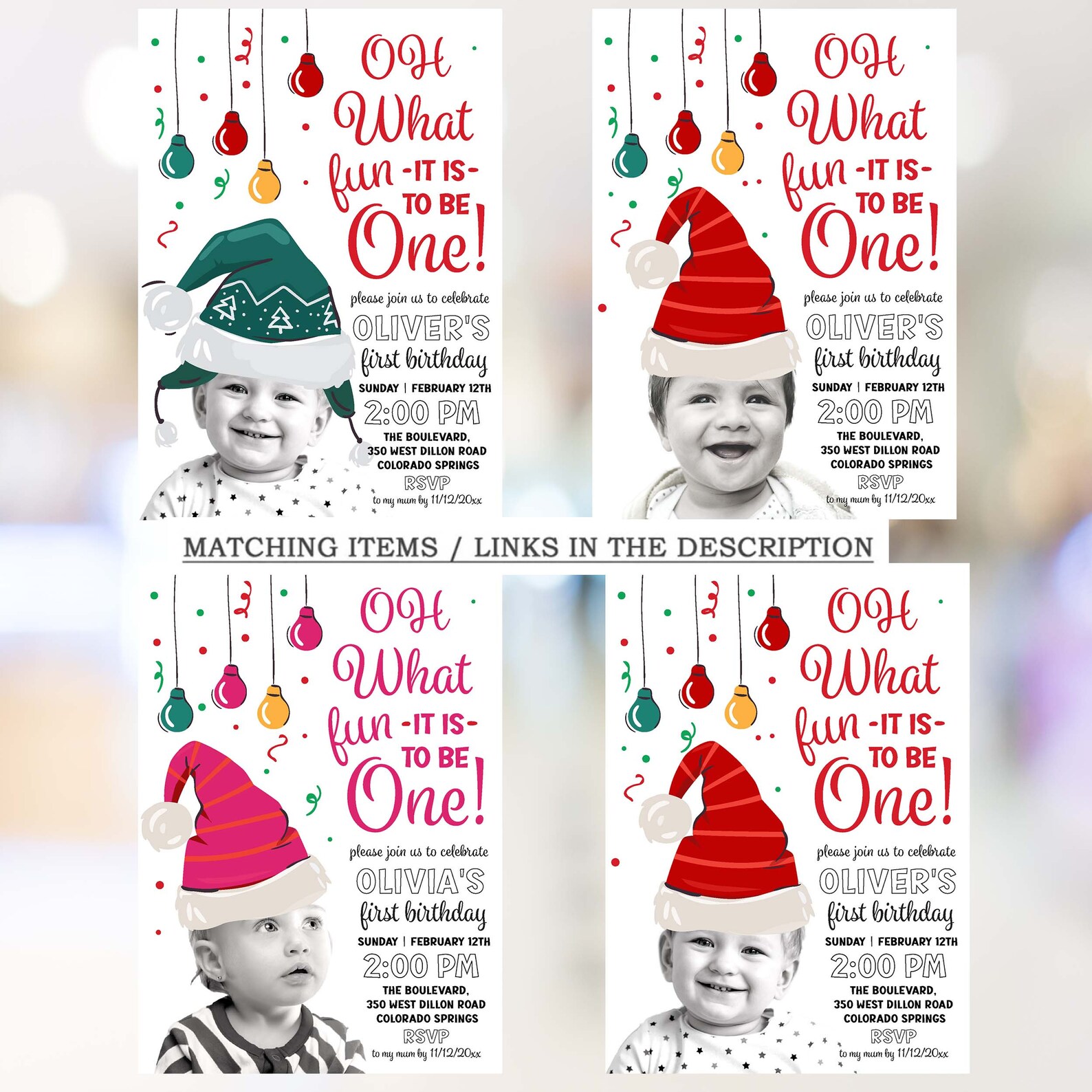 Oh What Fun It is to Be One Invitation Personalized With Your Photo ...