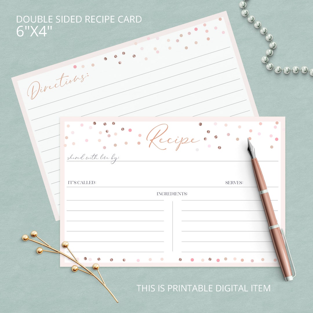 Printable Recipe Card Template . Instant Download /18 - Etsy