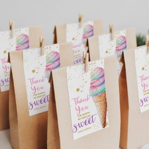 Rainbow Ice Cream Thank You Tags Editable Tags Template Ice Cream ...