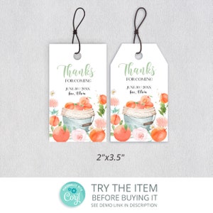 Editable Peach Birthday Favor Tags. Sweet as a Peach Birthday Thank You ...