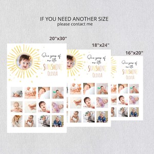 Sunshine Birthday Baby's First Year Photo Poster Template, Baby ...