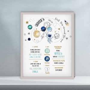 Space Birthday Party Milestones Sign | First Trip Around the Sun Boy ...