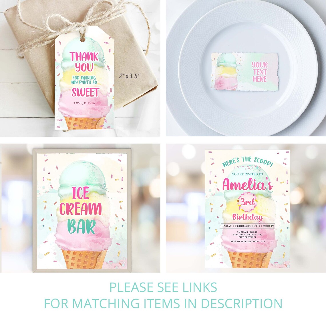 Editable Food Labels Ice Cream Bar Ice Cream Party Place | Etsy