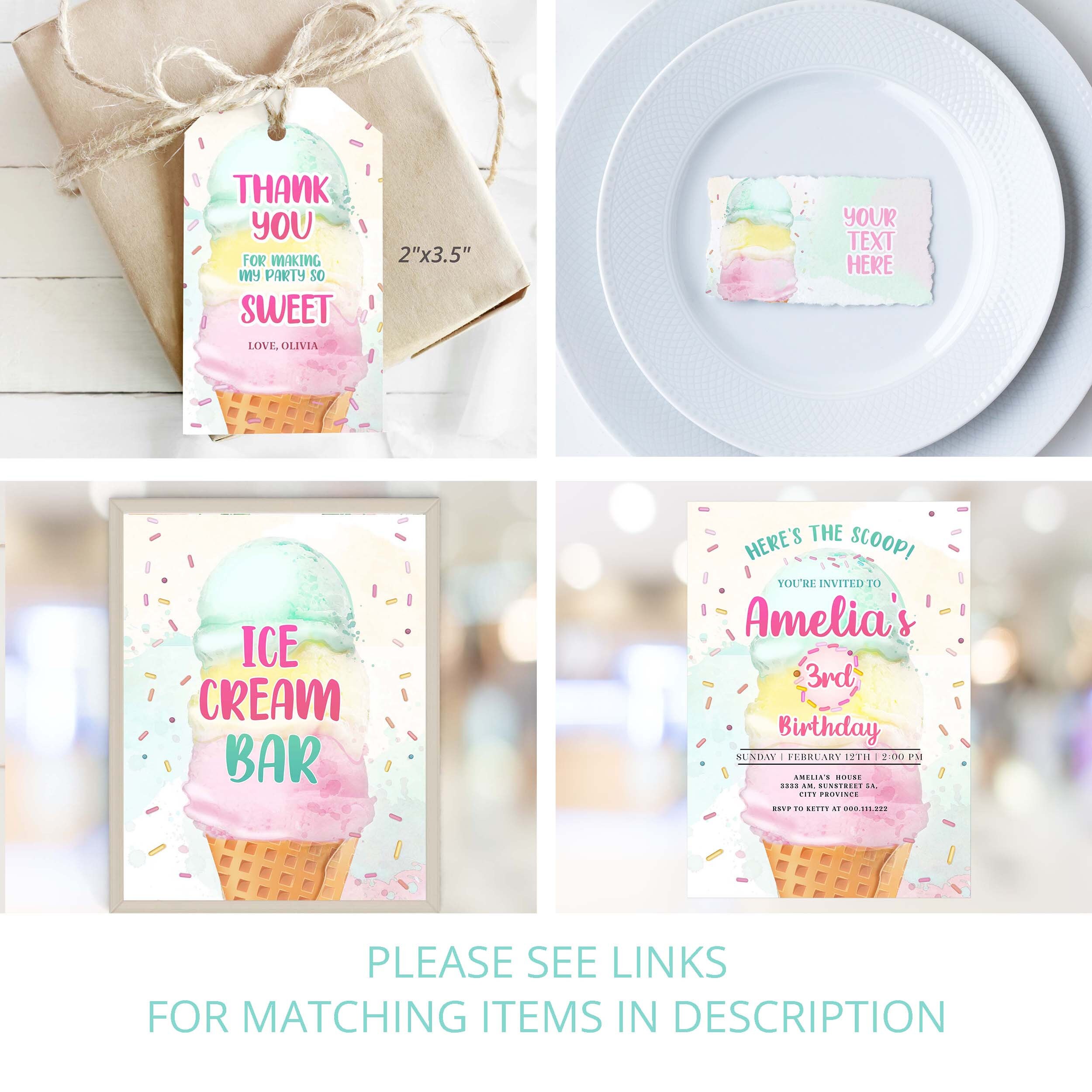 Editable Food Labels Ice Cream Bar | Ice Cream Party Place Card, Ice ...