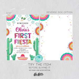 First Fiesta Birthday Party Invitation, 1st Birthday Invitation Girl ...