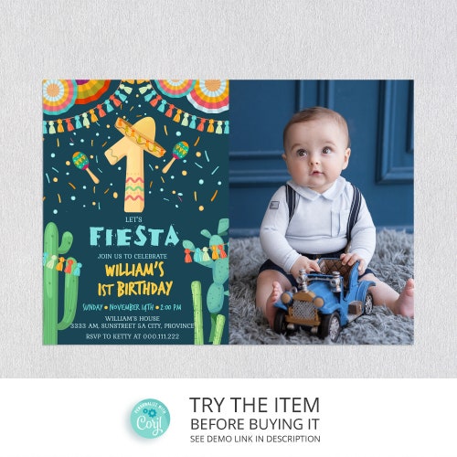 Fiesta First Birthday Invitation Fiesta 1st Birthday Baby - Etsy