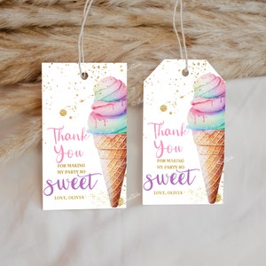 Rainbow Ice Cream Thank You Tags Editable Tags Template Ice Cream ...