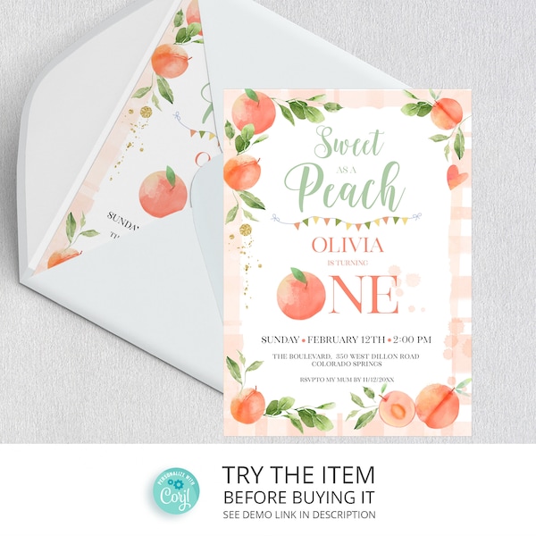 Peach Birthday Invitation - Etsy