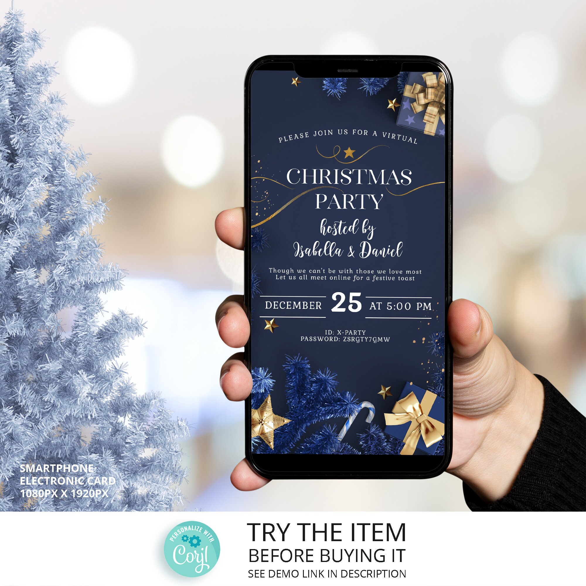 Editable Virtual Christmas Party Invitations Instant Download - Etsy