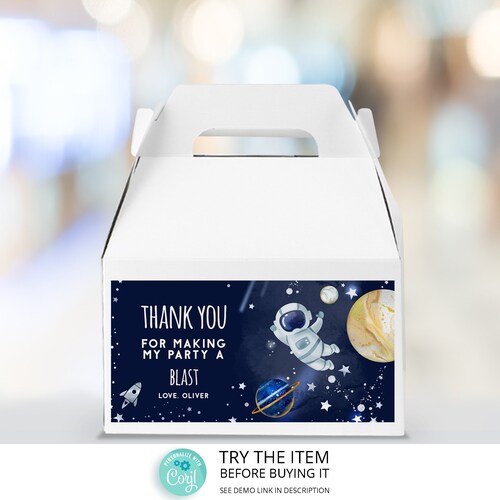 Editable Outer Space Treat Bag Toppers Space Birthday Party - Etsy