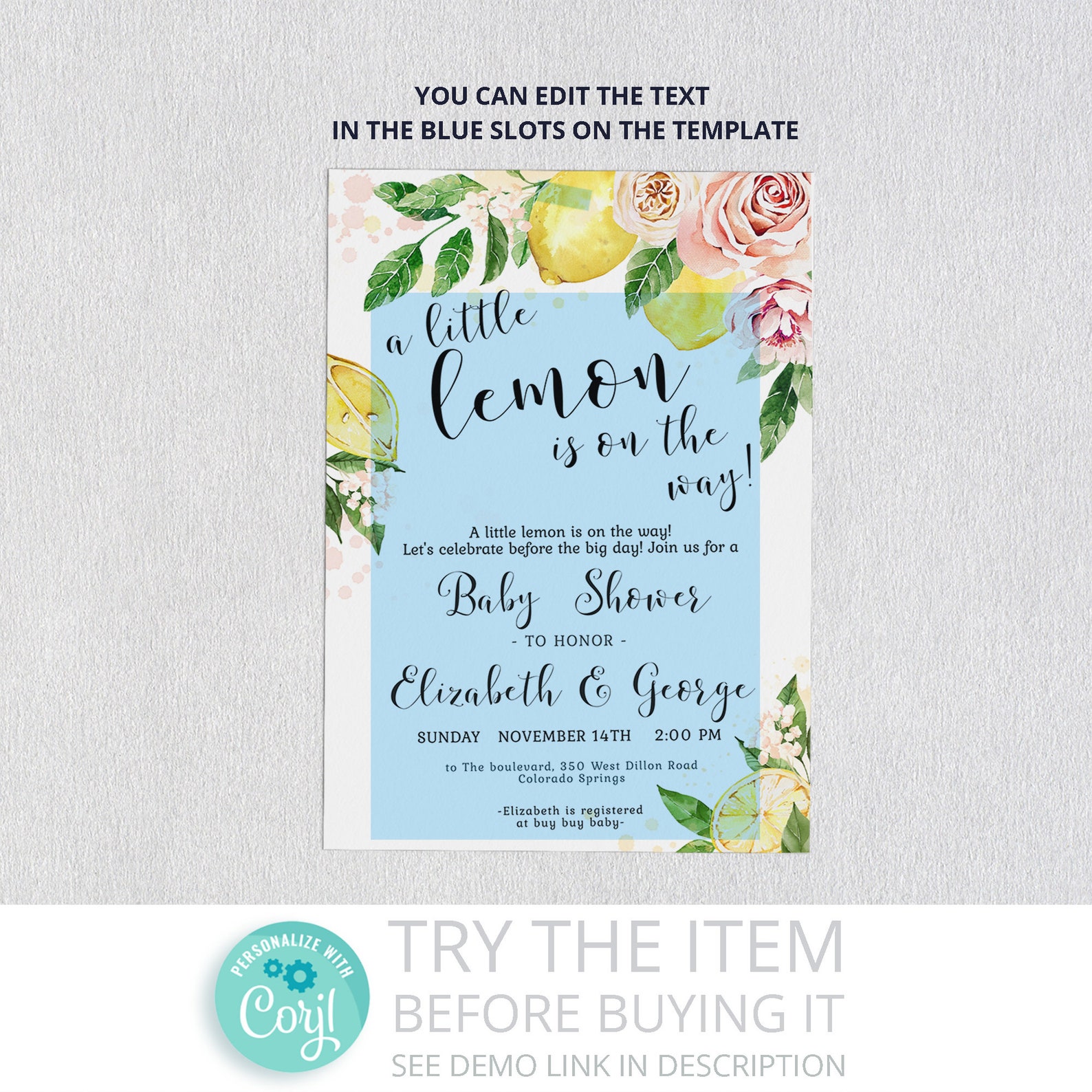 Girl Baby Lemon Shower Invitation Pink Lemon Theme Baby - Etsy
