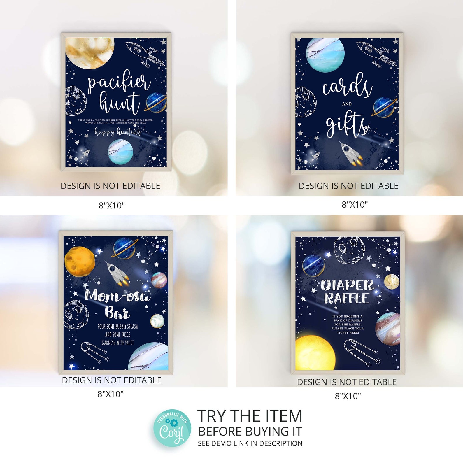 Editable Space Baby Shower Bundle | Galaxy Baby Shower Set | Moon Baby ...