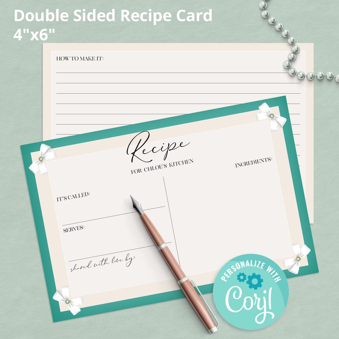 Breakfast at Bride and Co Printable Recipe Card Template . Instant ...