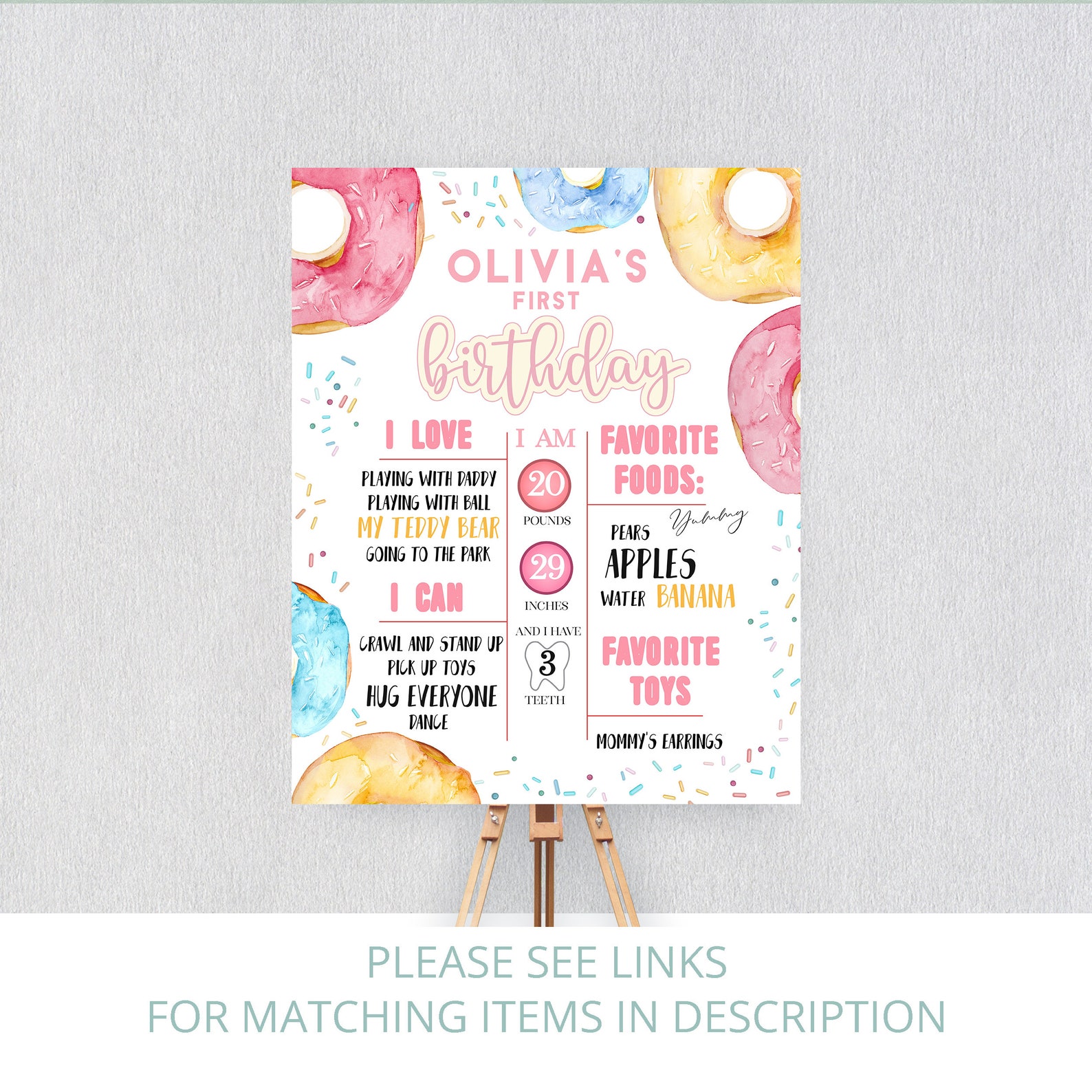 Editable Donut Welcome Sign Donut Party Decorations Girl | Etsy