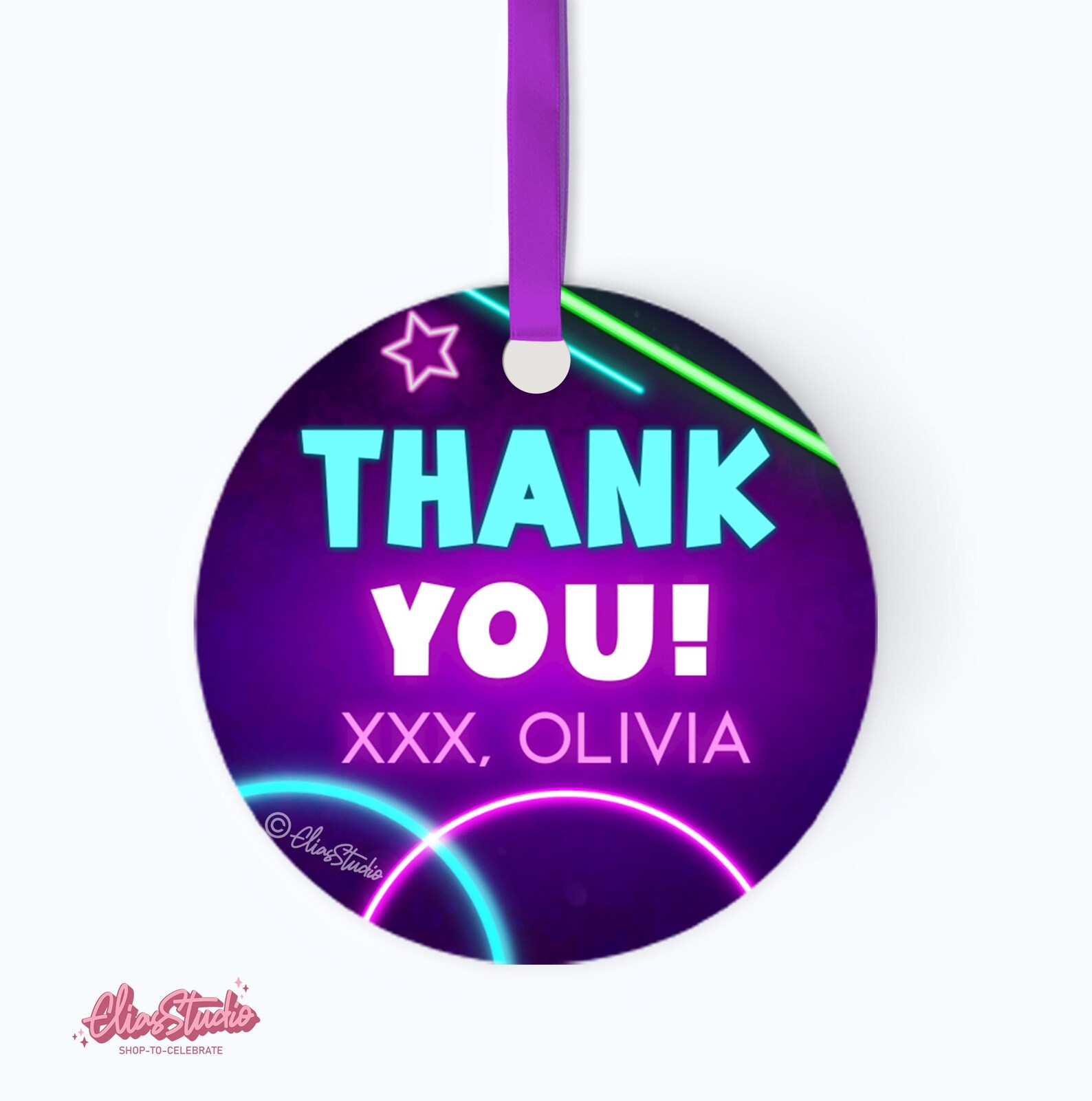 Neon Birthday Glow Thank You Tag Template, Let's Glow Crazy Girls Neon ...