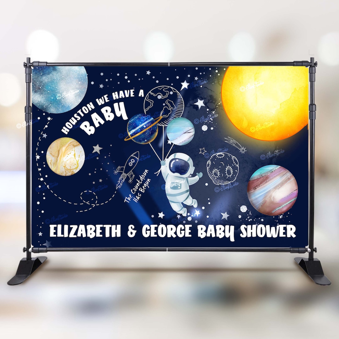 Editable Outer Space Backdrop Banner Template | Personalized Baby ...