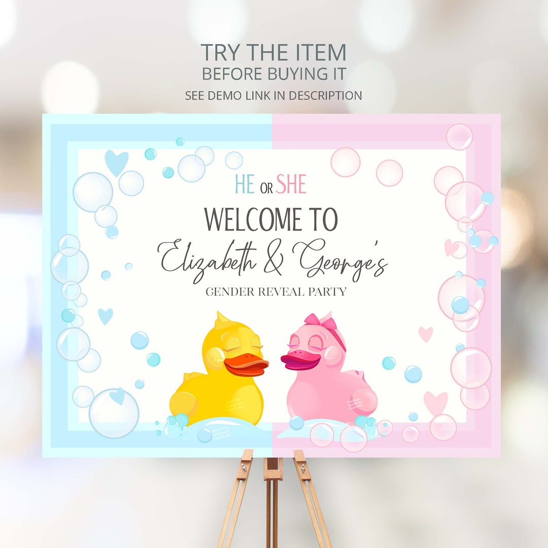 Waddle It Be Gender Reveal Sign | Duck Gender Reveal Party Welcome Sign ...
