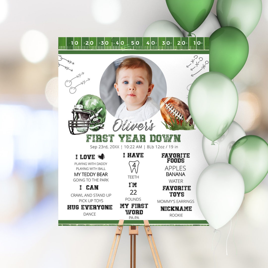 1st Birthday Football Milestone Board, First Year Down, Game On ...