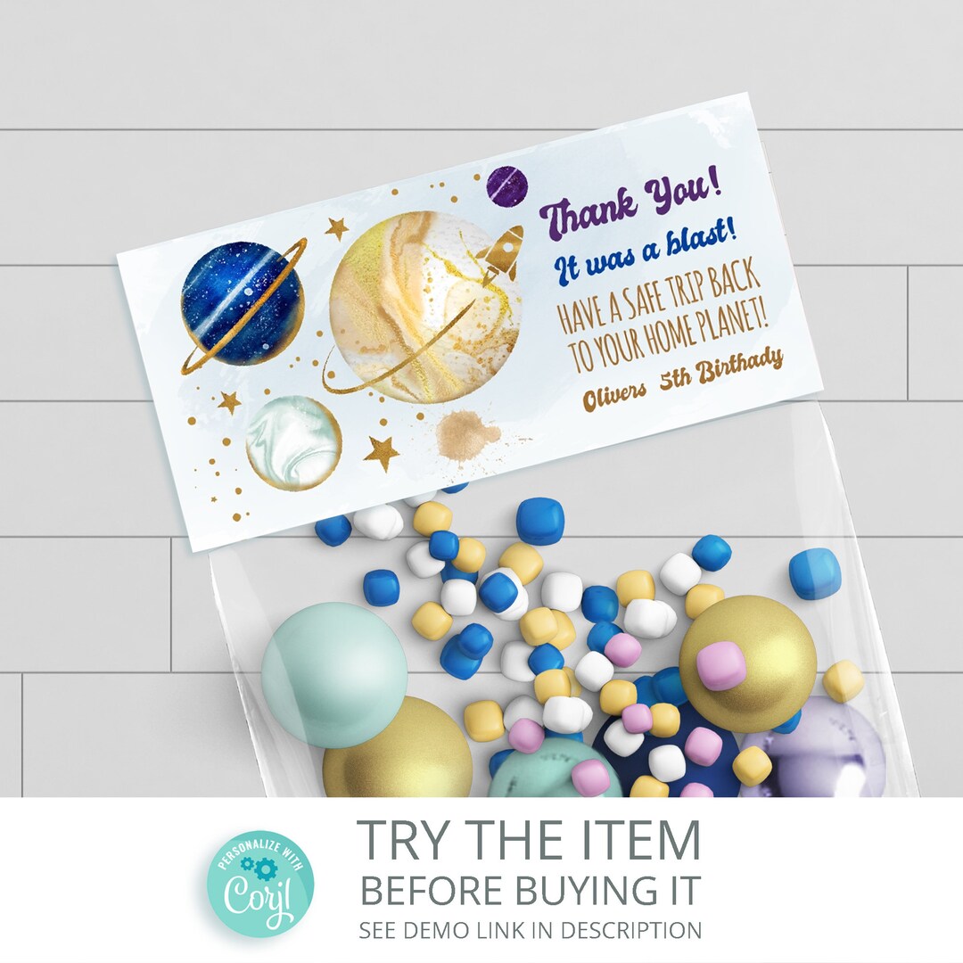 Editable Outer Space Treat Bag Toppers • Treat Bag Label Galaxy Party ...