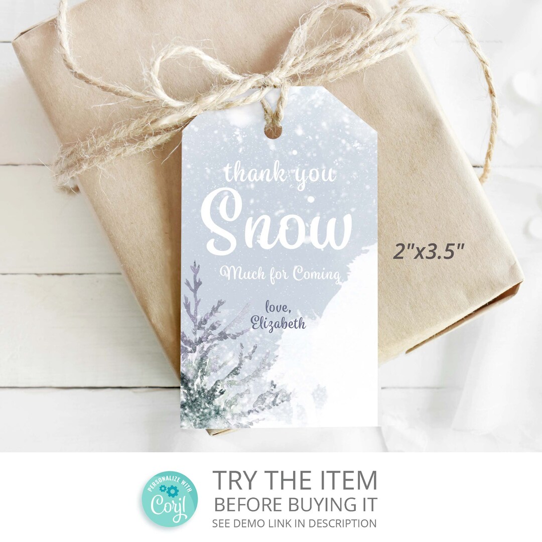 Thank You Snow Much Winter Baby Shower Decorations Favor Tags Winter ...