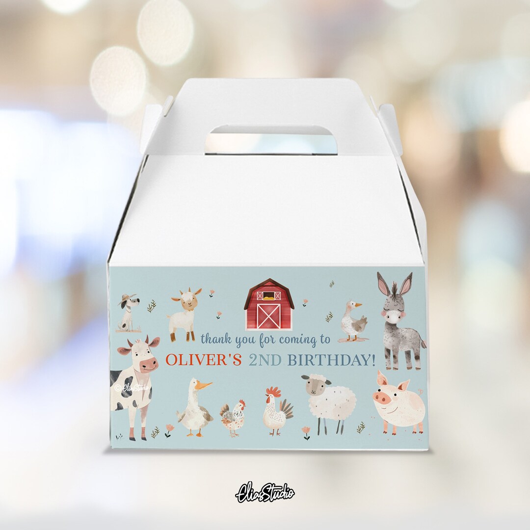 Farm Animals Birthday, Favors Boxes Template, Oink Baa Moo Im Two, 2nd ...