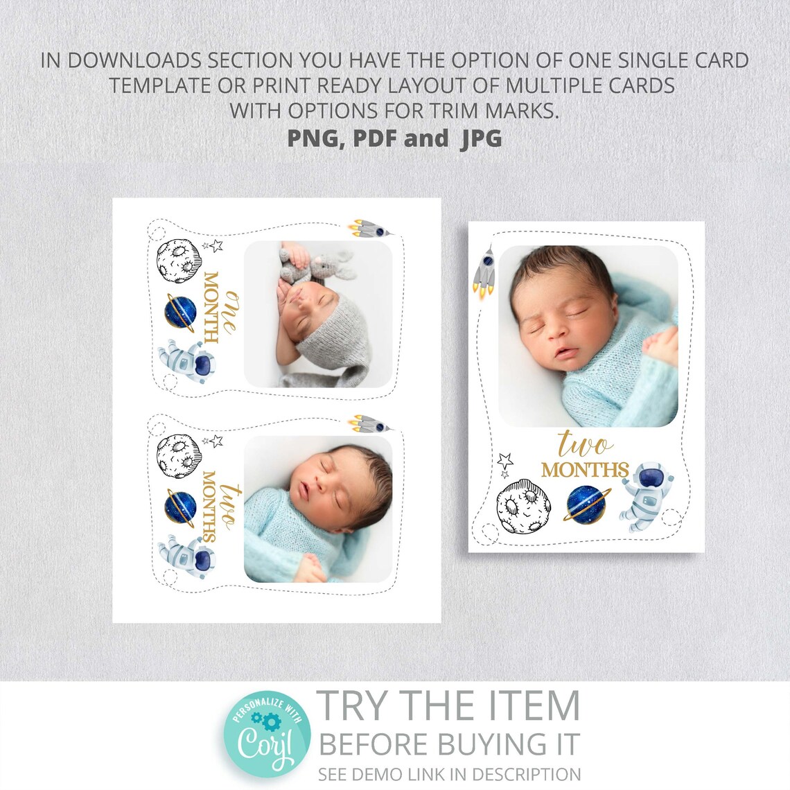 Editable Space Birthday Banner Monthly Photo Banner First | Etsy