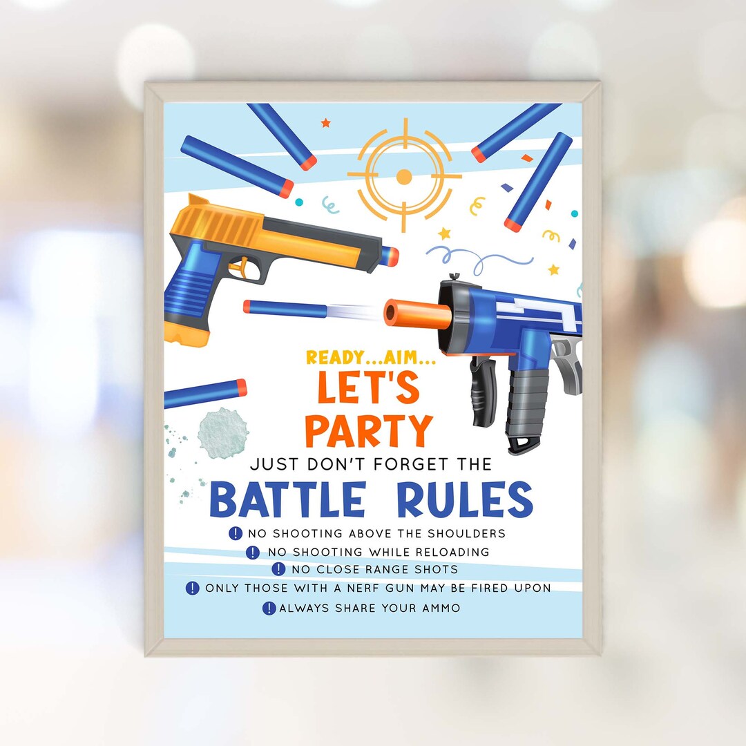 Dart Party Rules Dart Battle Party Sign Boy Dart Party Dart Wars Dart ...