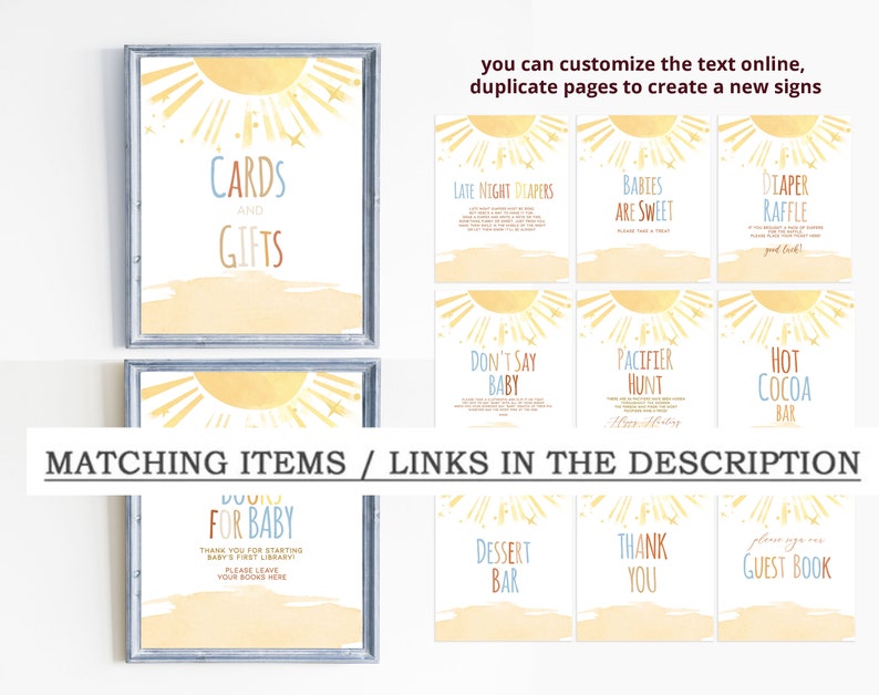 Diaper Raffle Sign Template Sunshine Baby Shower Decorations A Little ...