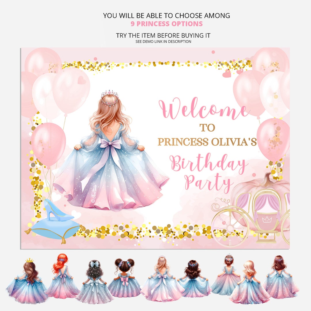 Princess Birthday Welcome Sign: Party Poster Template (digital Download ...
