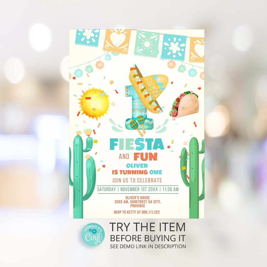 Boy First Fiesta Editable Invitation Fiesta Invitation - Etsy