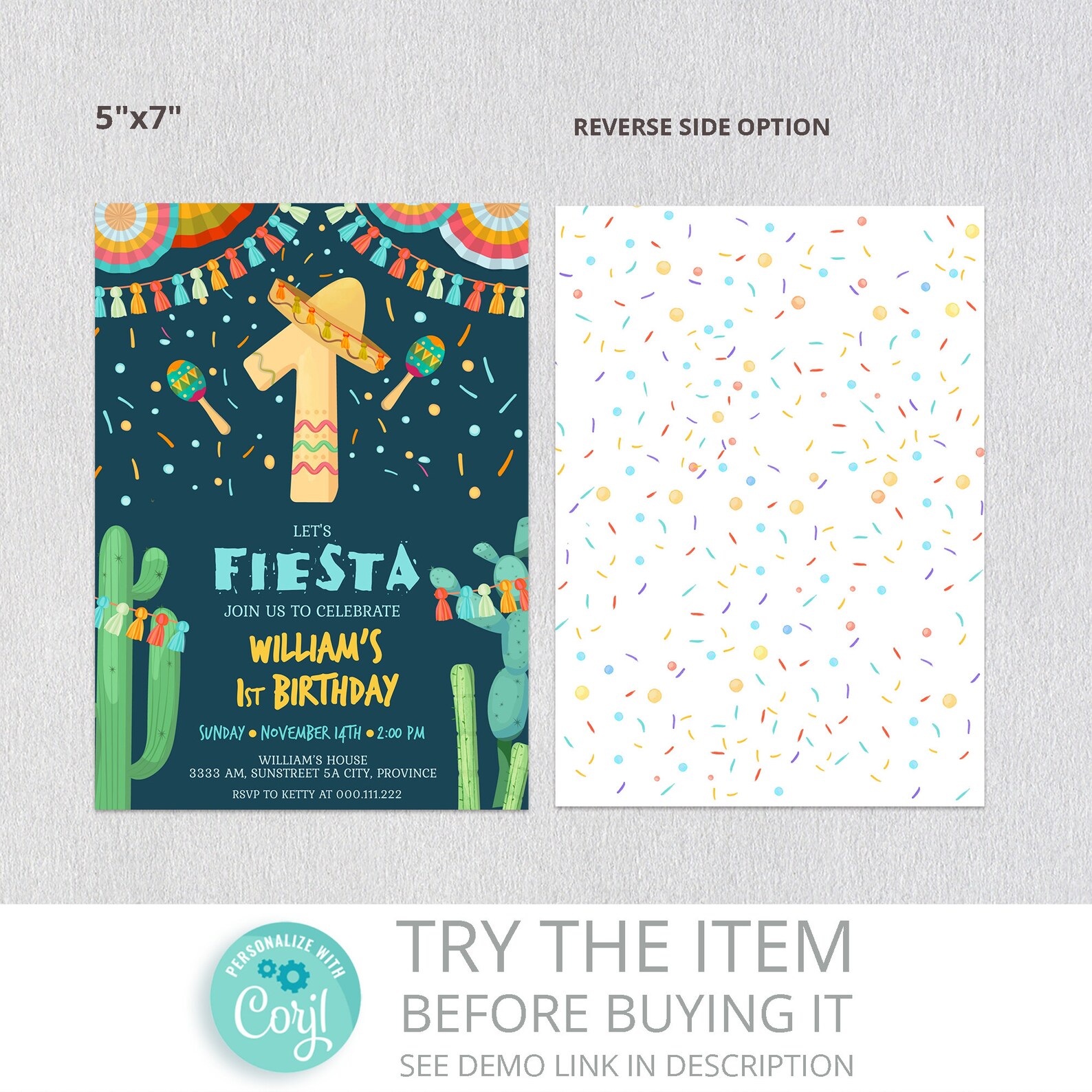 Editable Fiesta Birthday Invitation First Birthday Fiesta | Etsy