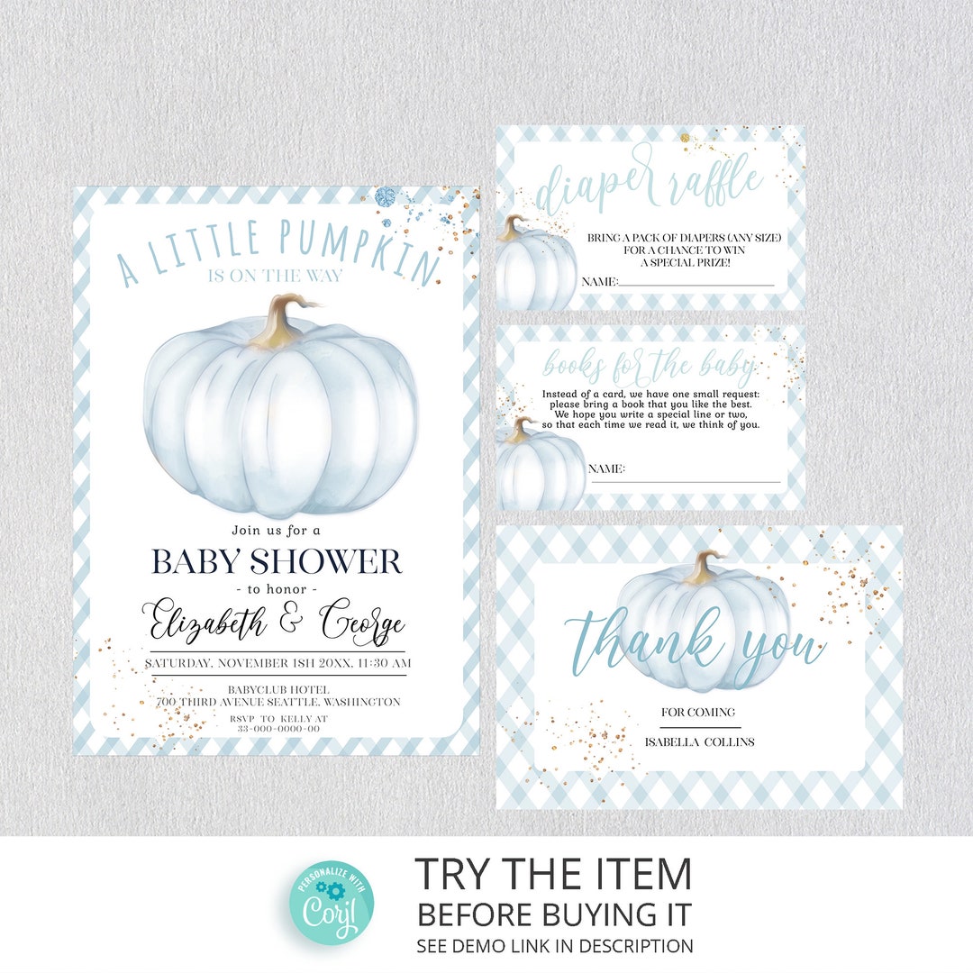 Pumpkin Baby Shower Set Editable | Pastel Pumpkin Baby Shower Bundle ...