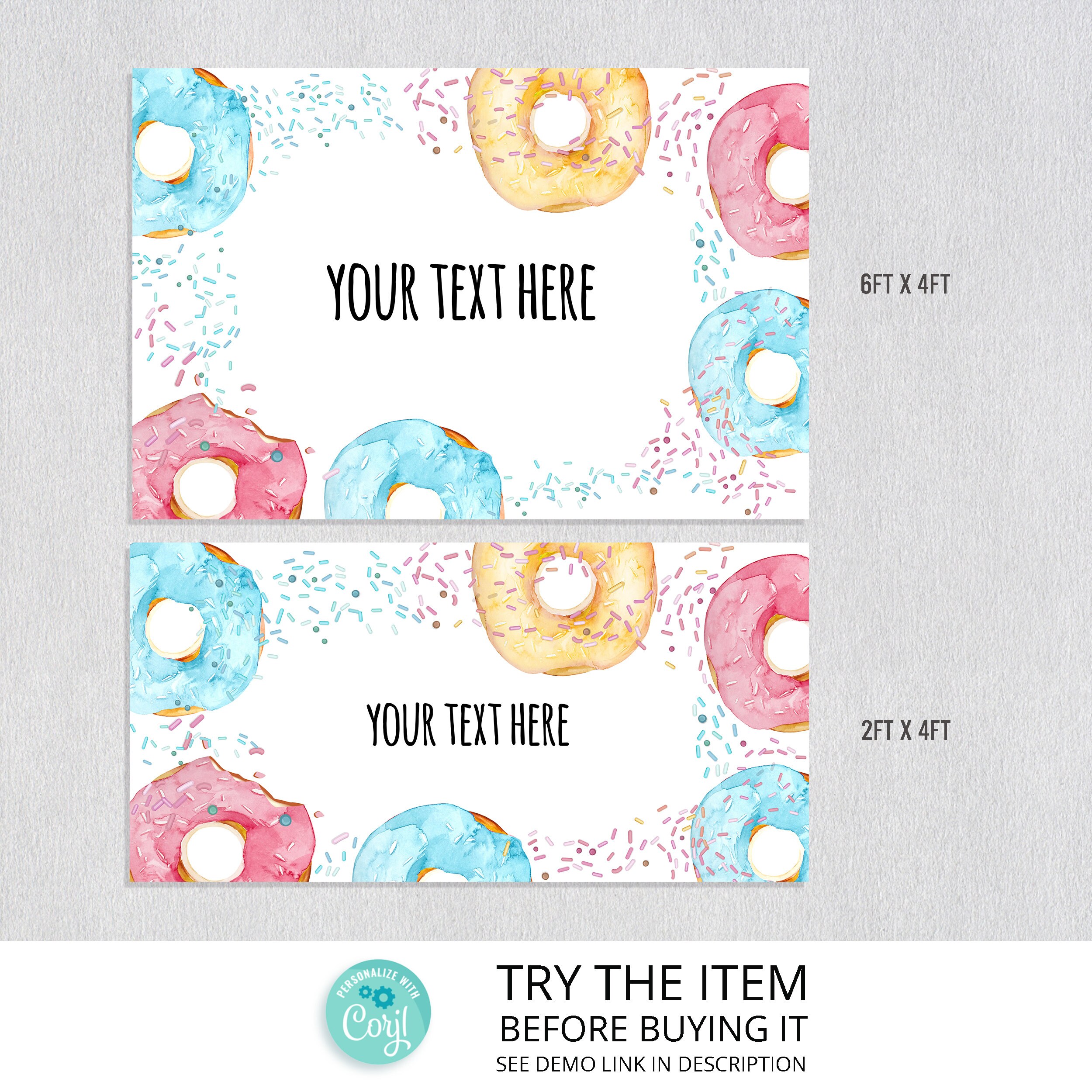 Editable Donut Sprinkle Backdrop Banner Personalized Donut | Etsy