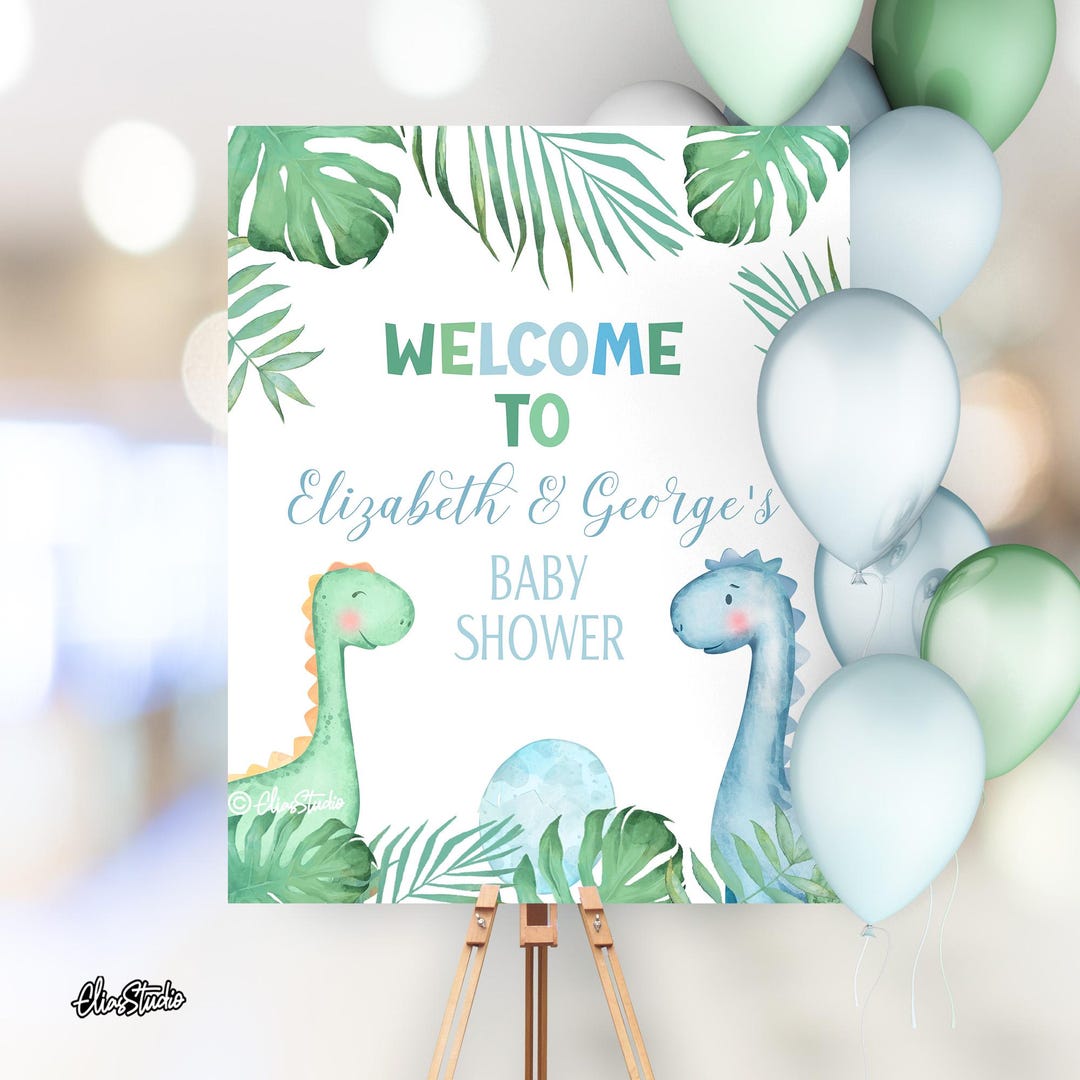 Dinosaur Baby Shower Welcome Sign Template, Couples Baby Shower ...