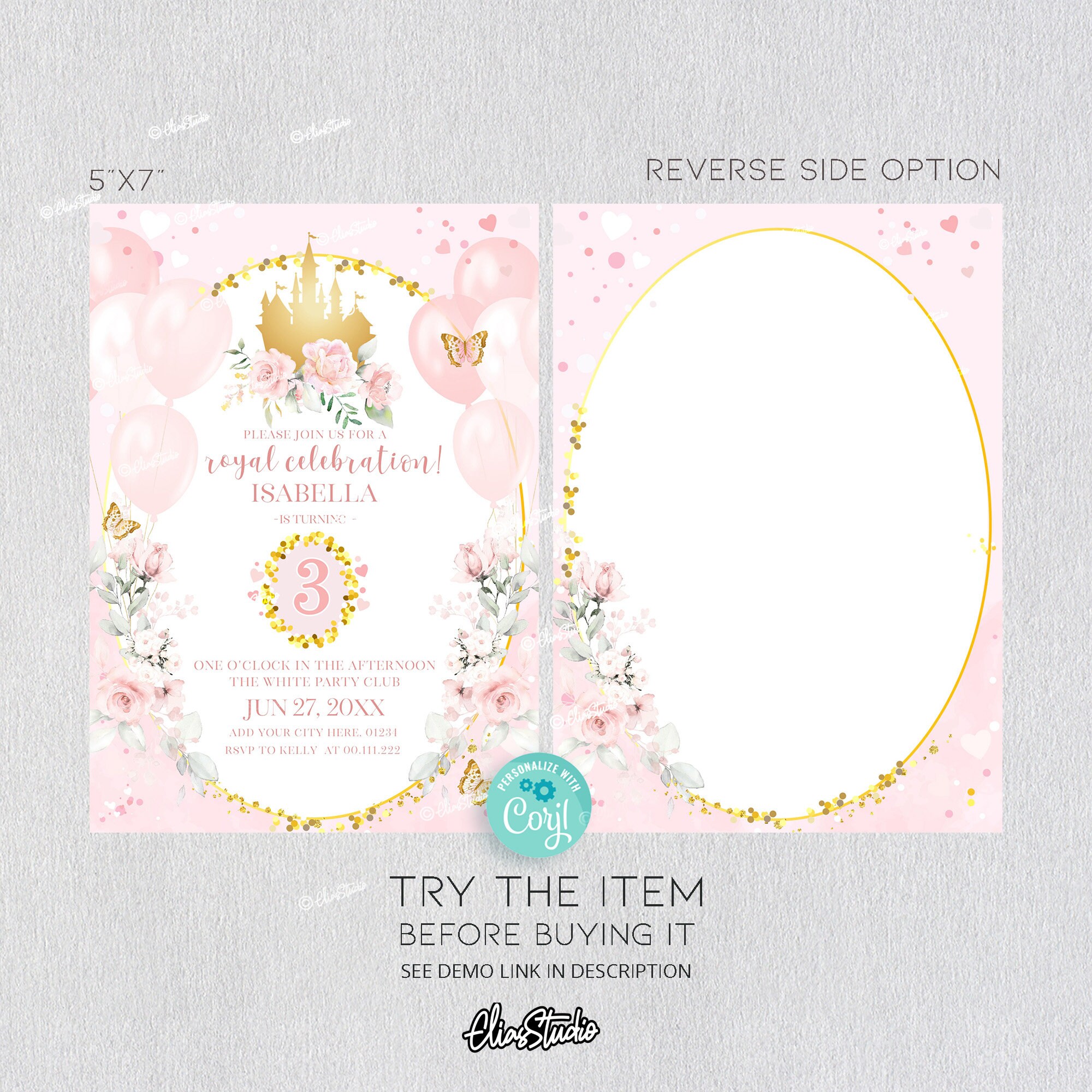 Editable Princess Birthday Girl Invitation Template Princess - Etsy UK