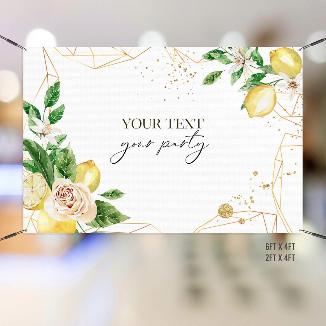 Editable Banner Backdrop Lemon Theme Lemon Wedding Backdrop Banner ...
