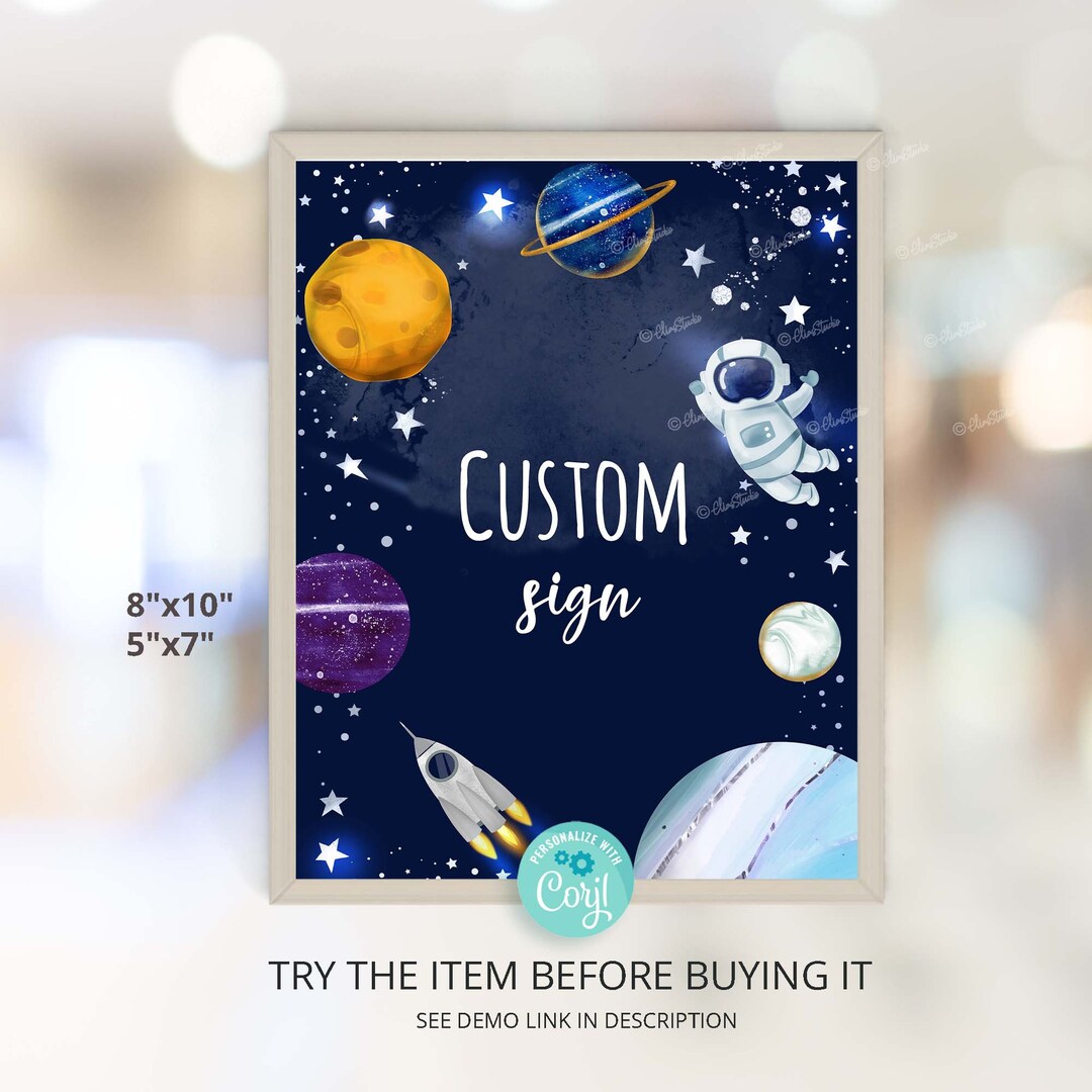 Editable Outer Space Custom Sign First Trip Around the Sun Silver ...