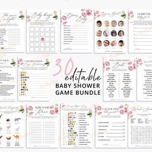 Flower Baby Shower, Game Bundle, Floral Baby Shower Games Printable ...