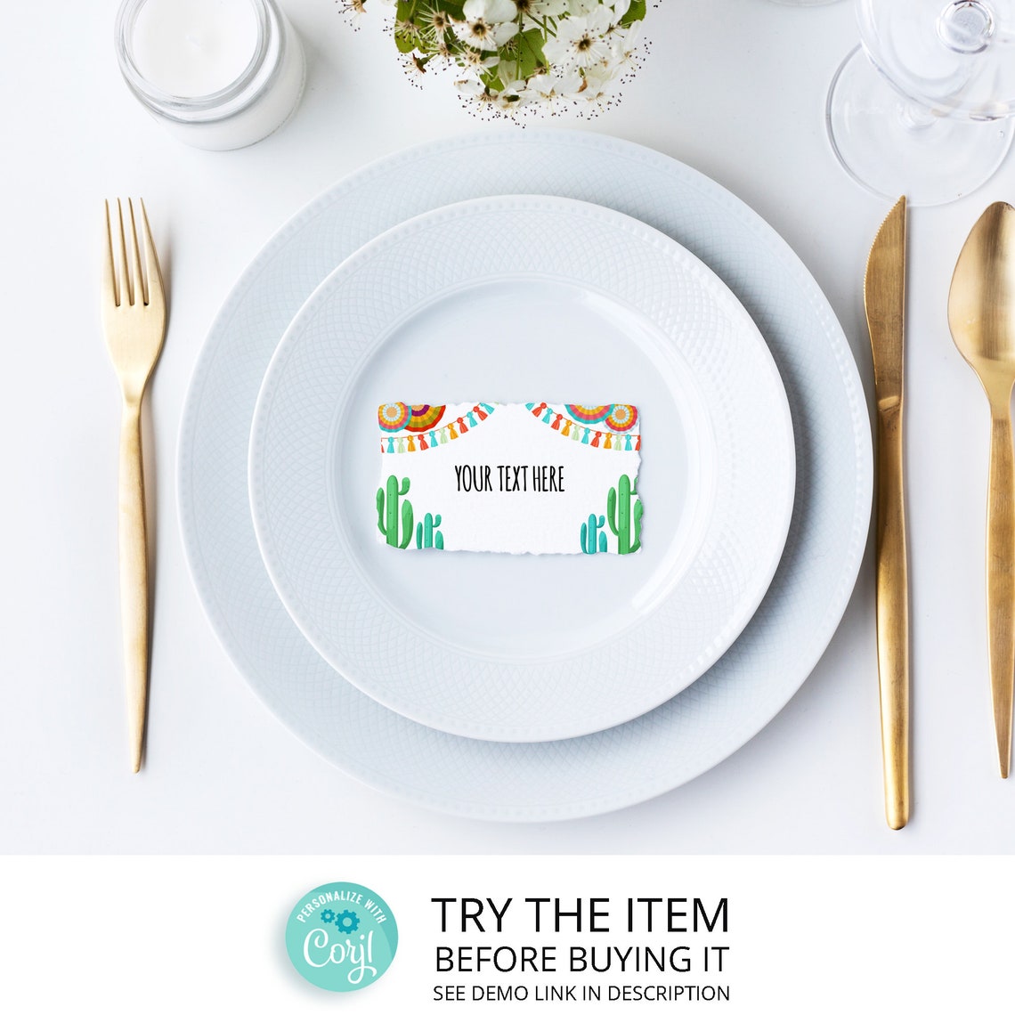 Editable Fiesta Food Labels Fiesta Party Place Card Cactus - Etsy