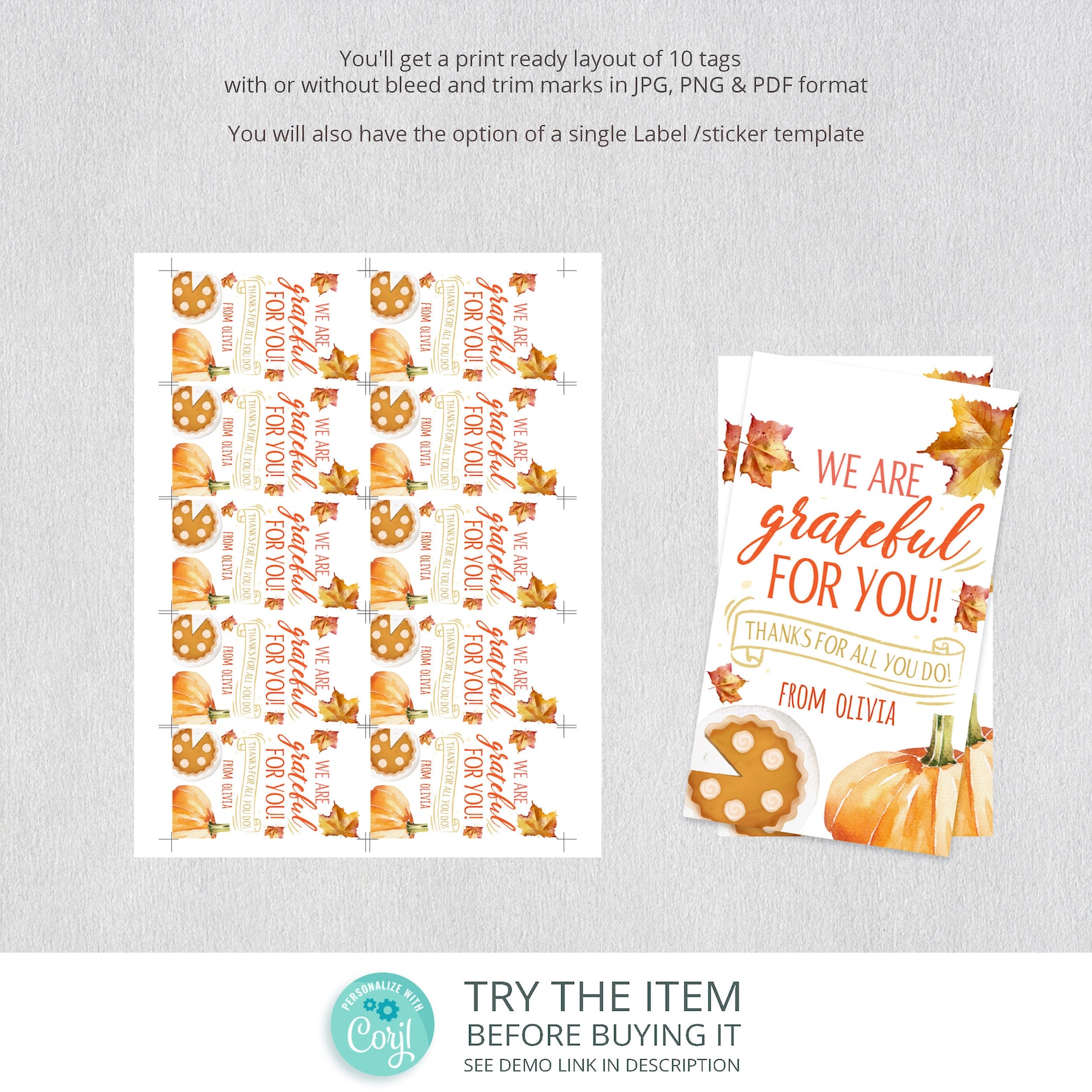 Editable Thanksgiving Gift Tags Thanksgiving Label Teacher - Etsy