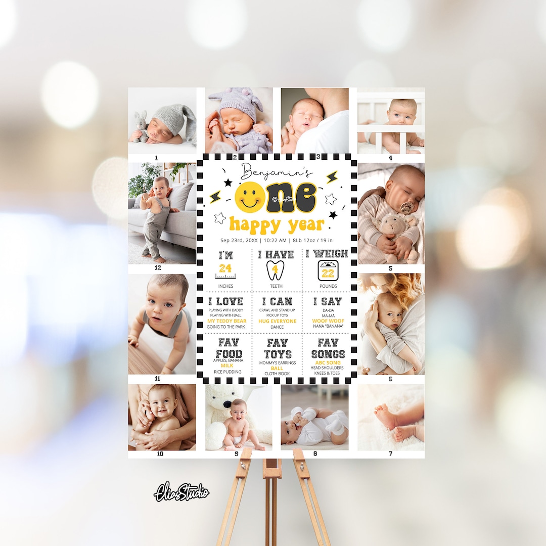 ONE Happy Dude Birthday Milestone Sign First Birthday, One Happy Year ...