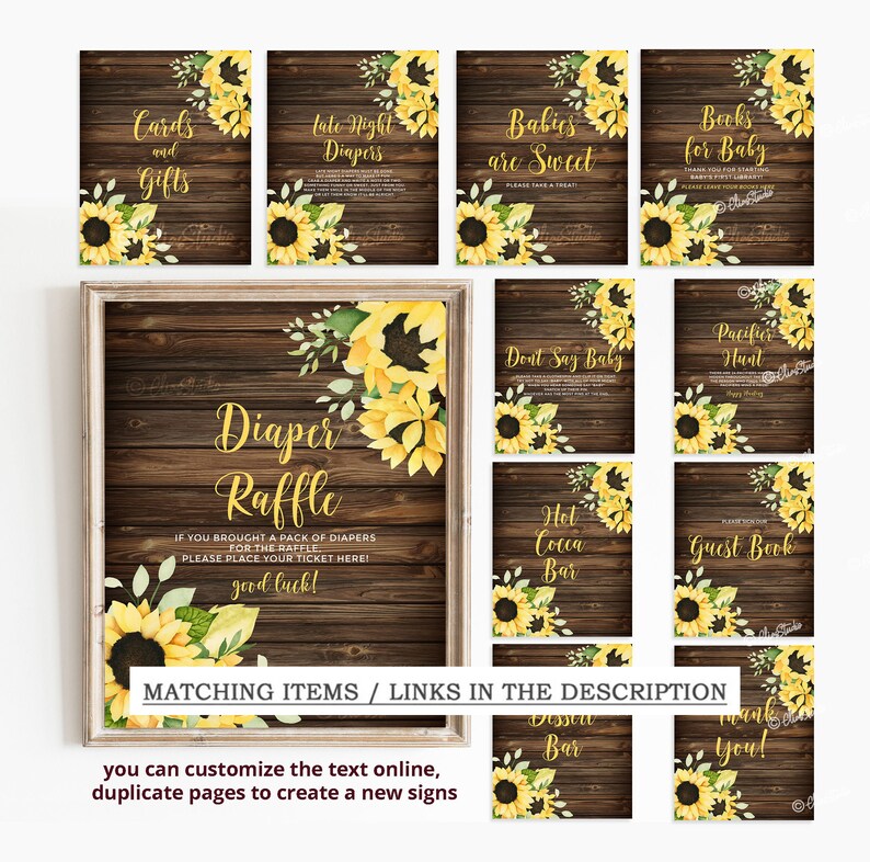 Rustic Baby Shower Sign, Welcome Sign Baby Shower, Sunflower Baby ...