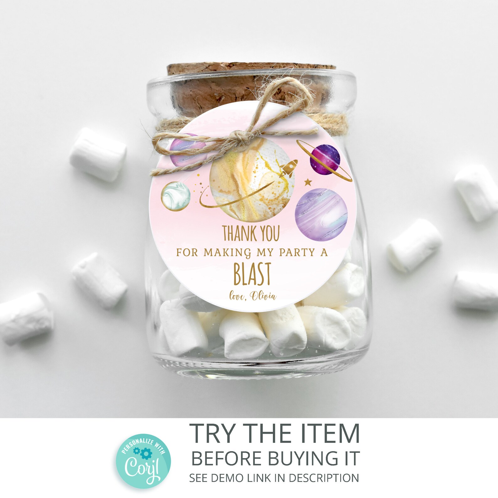 Editable Outer Space Favor Tags. Space Birthday Thank You Tags, Trip ...