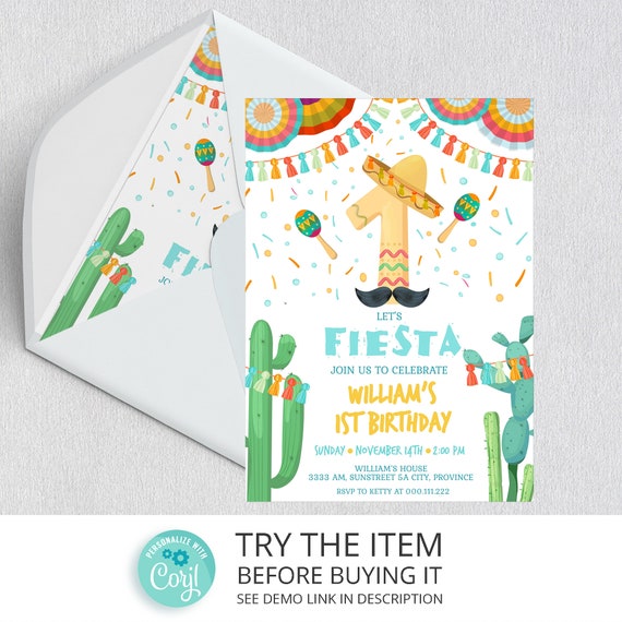 First Fiesta Invitation First Birthday Fiesta Boy - Etsy
