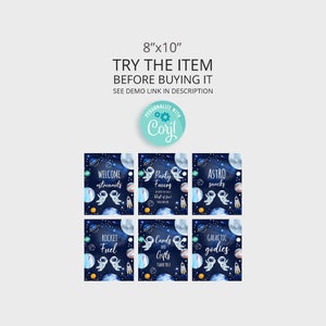 Twins Birthday, Sign Bundle, Outer Space Birthday Sign Set, First Trip ...