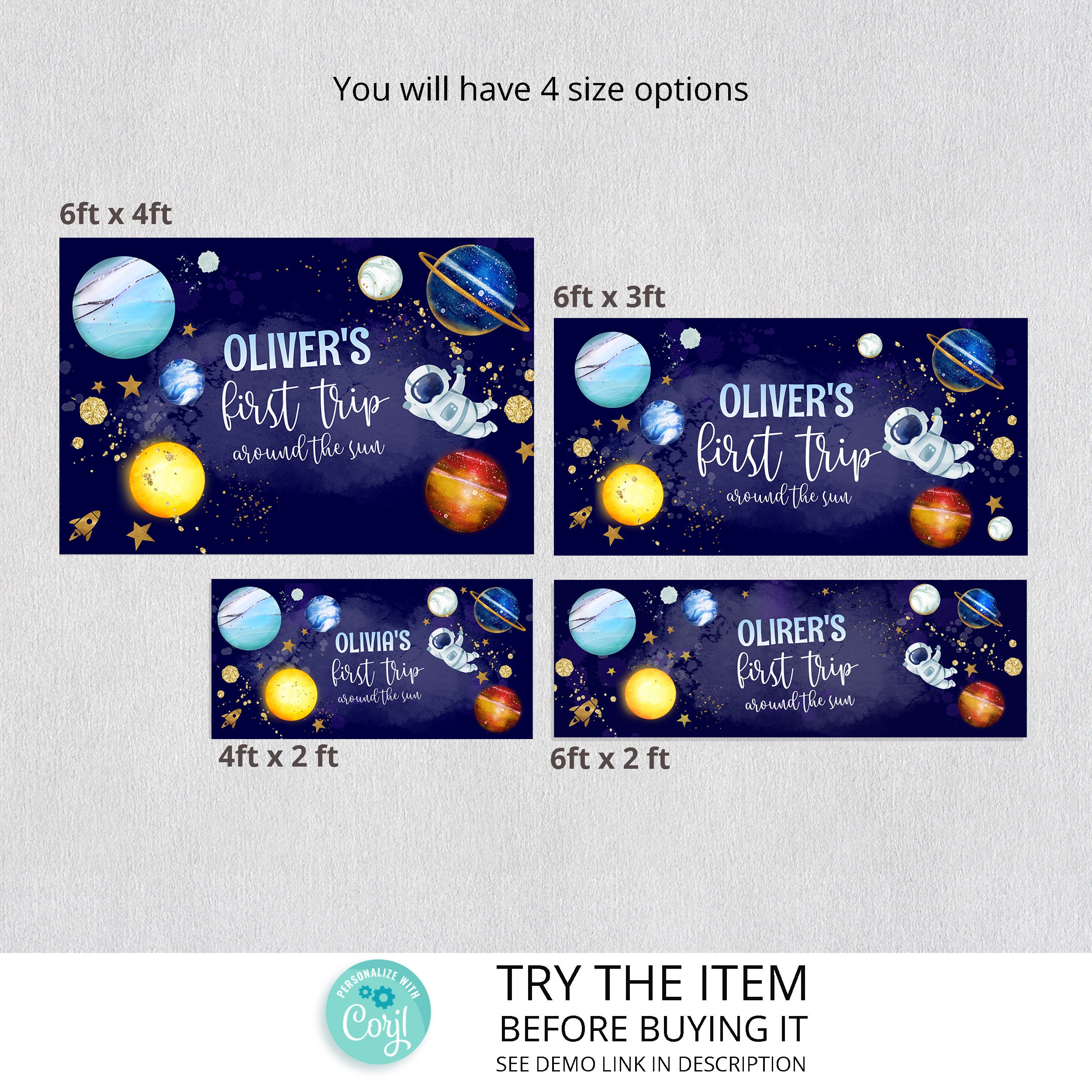 Editable Outer Space Backdrop Banner Personalized Birthday - Etsy