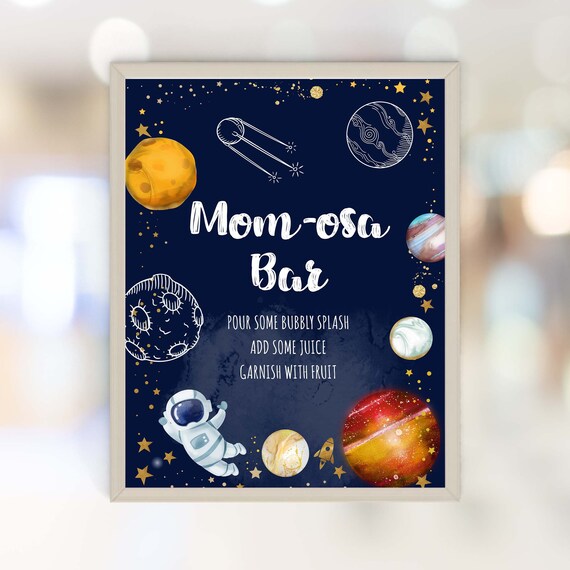 Outer Space Mom-osa Bar Sign Template Space Party Bar Sign | Etsy