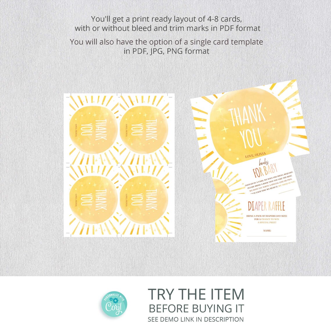 Sunshine Baby Shower Invitation Set a Little Ray of Sunshine Baby ...
