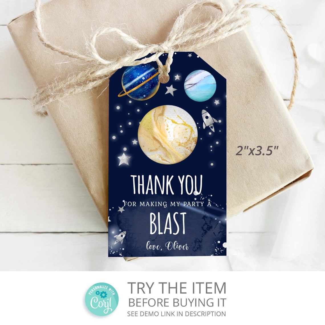 Editable Outer Space Favor Tags. Space Birthday Thank You - Etsy