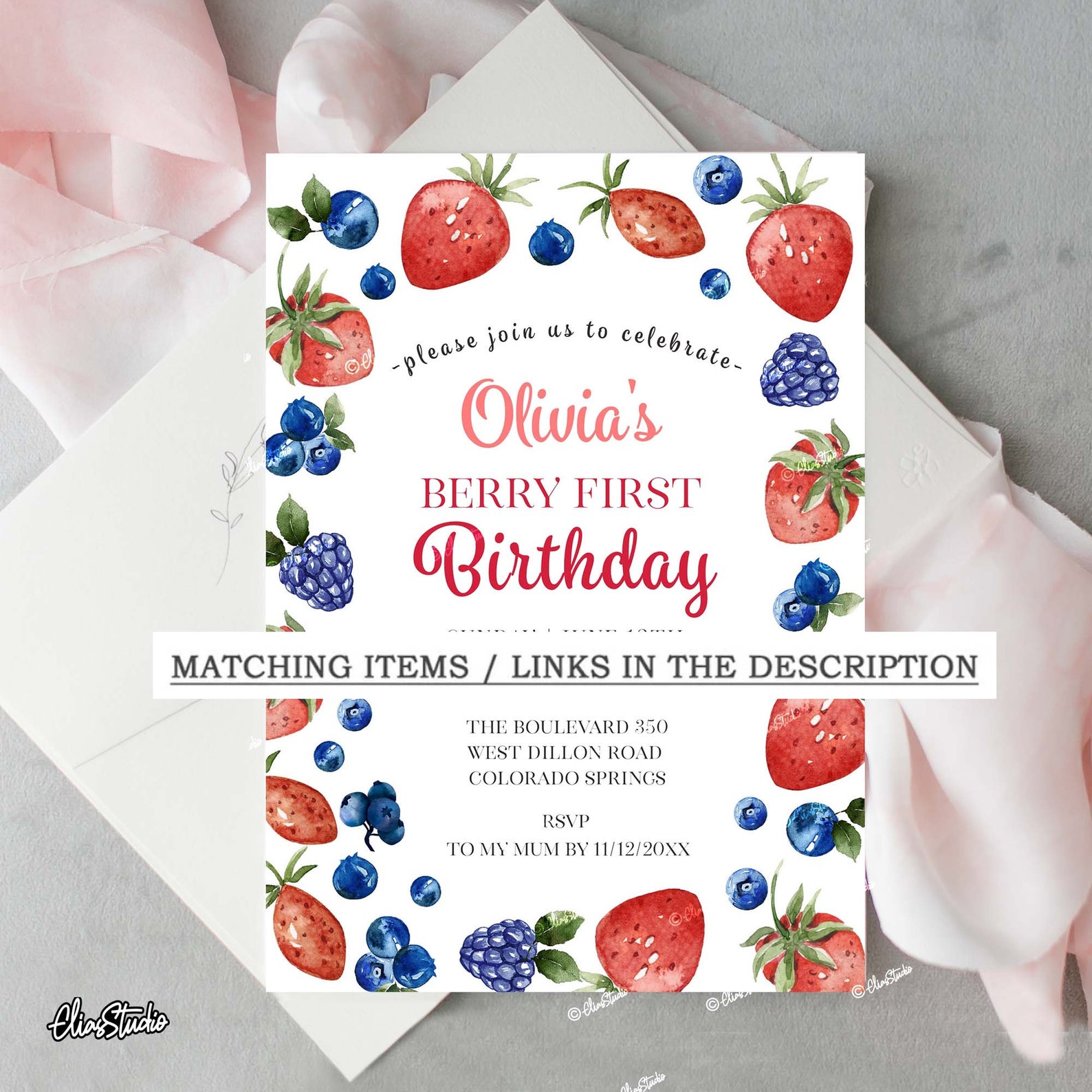 Berry First Birthday Welcome Sign, Strawberry Birthday Welcome Poster ...